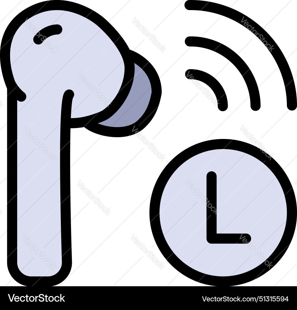 Wireless left earbud color icon flat sign Vector Image