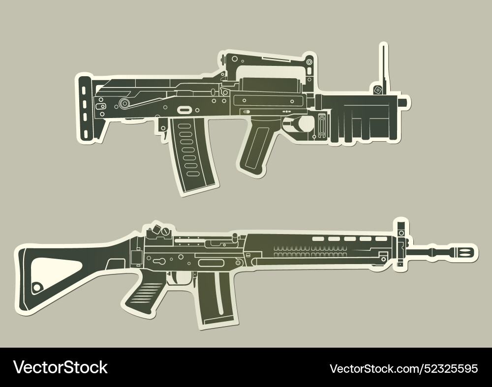 Assault rifle sticker Royalty Free Vector Image