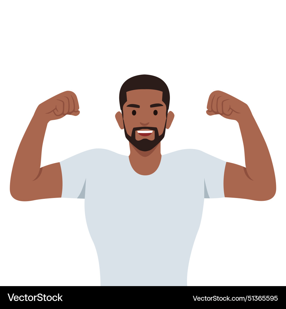Attractive young black muscular man flexing Vector Image
