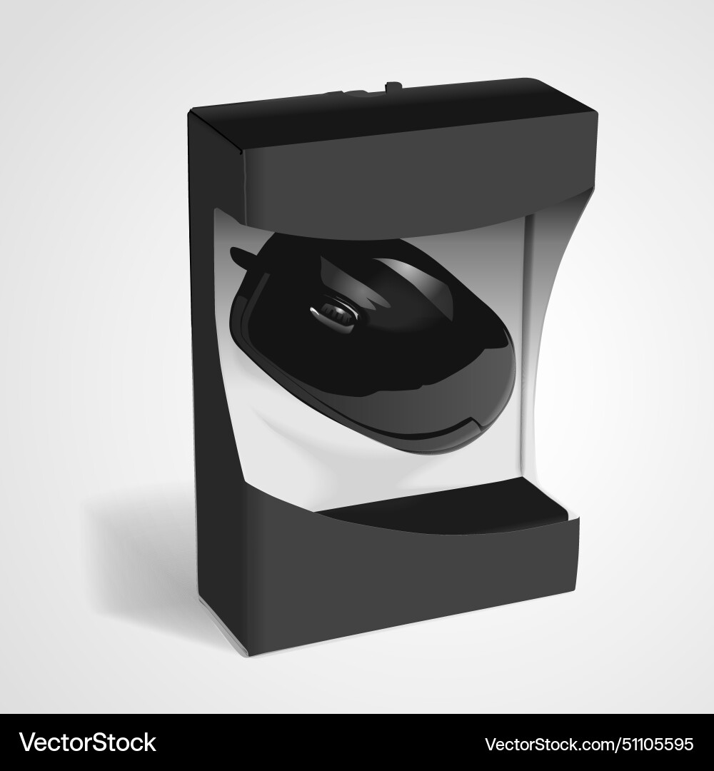 Black mouse with package Royalty Free Vector Image