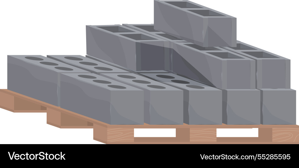 Cinder blocks building material on pallette Vector Image