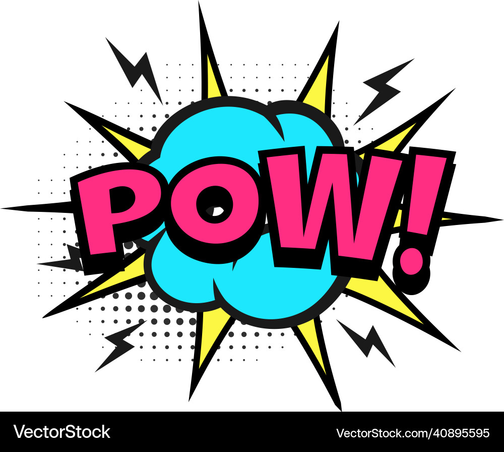 Comic magazine book speech bubble pow sound Vector Image
