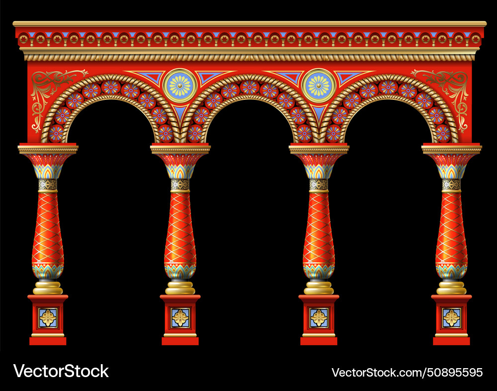 Fabulous ancient arch facade in the east Vector Image