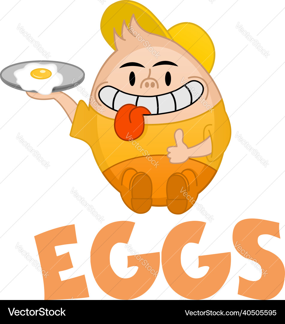 Funny humpty dumpty offers breakfast Royalty Free Vector