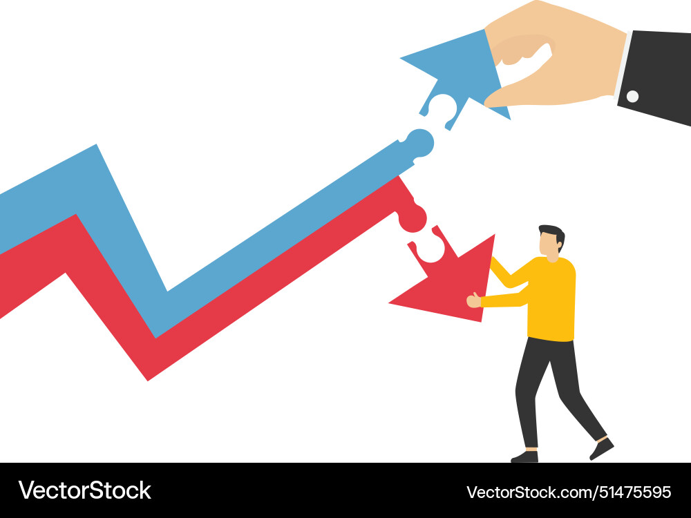Growth or recession business strategy concepthan Vector Image