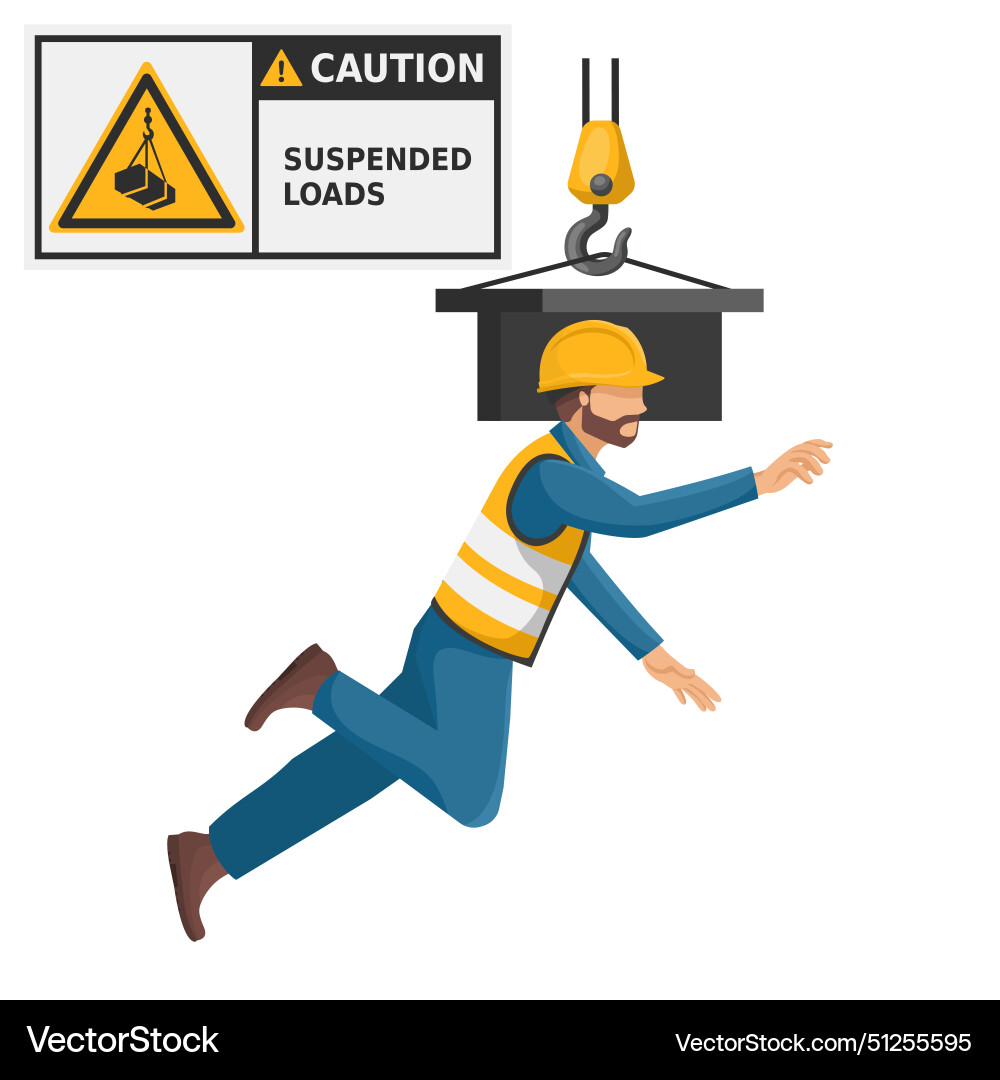 Industrial worker with suspended loads hazard Vector Image