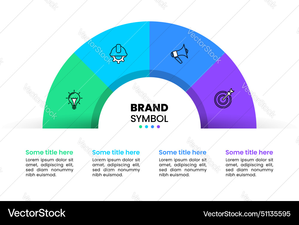 Infographic template semicircle with 4 icons and Vector Image