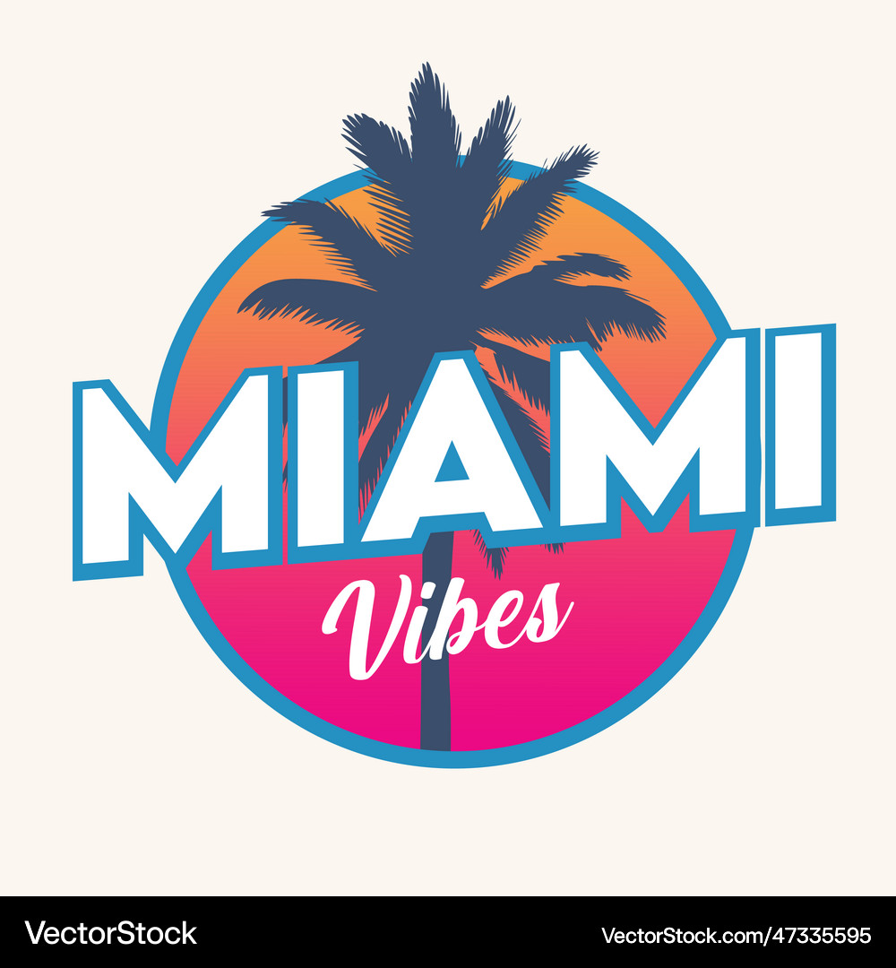 Miami city vibes with white background Royalty Free Vector