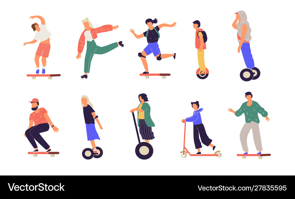 People riding cartoon characters on electric Vector Image