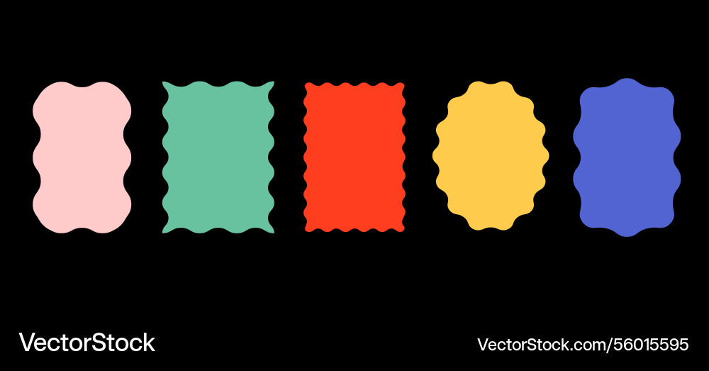 Wavy scalloped rectangular and oval frames Vector Image