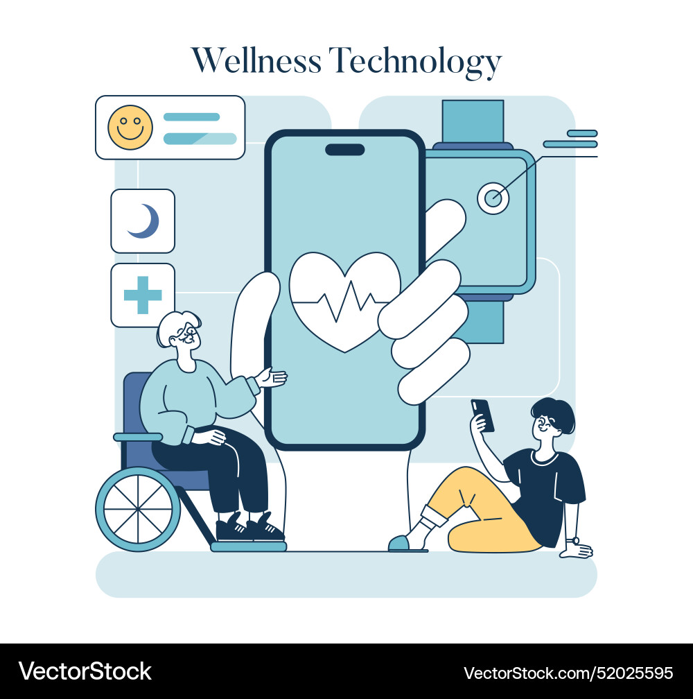 Wellness technology flat Royalty Free Vector Image