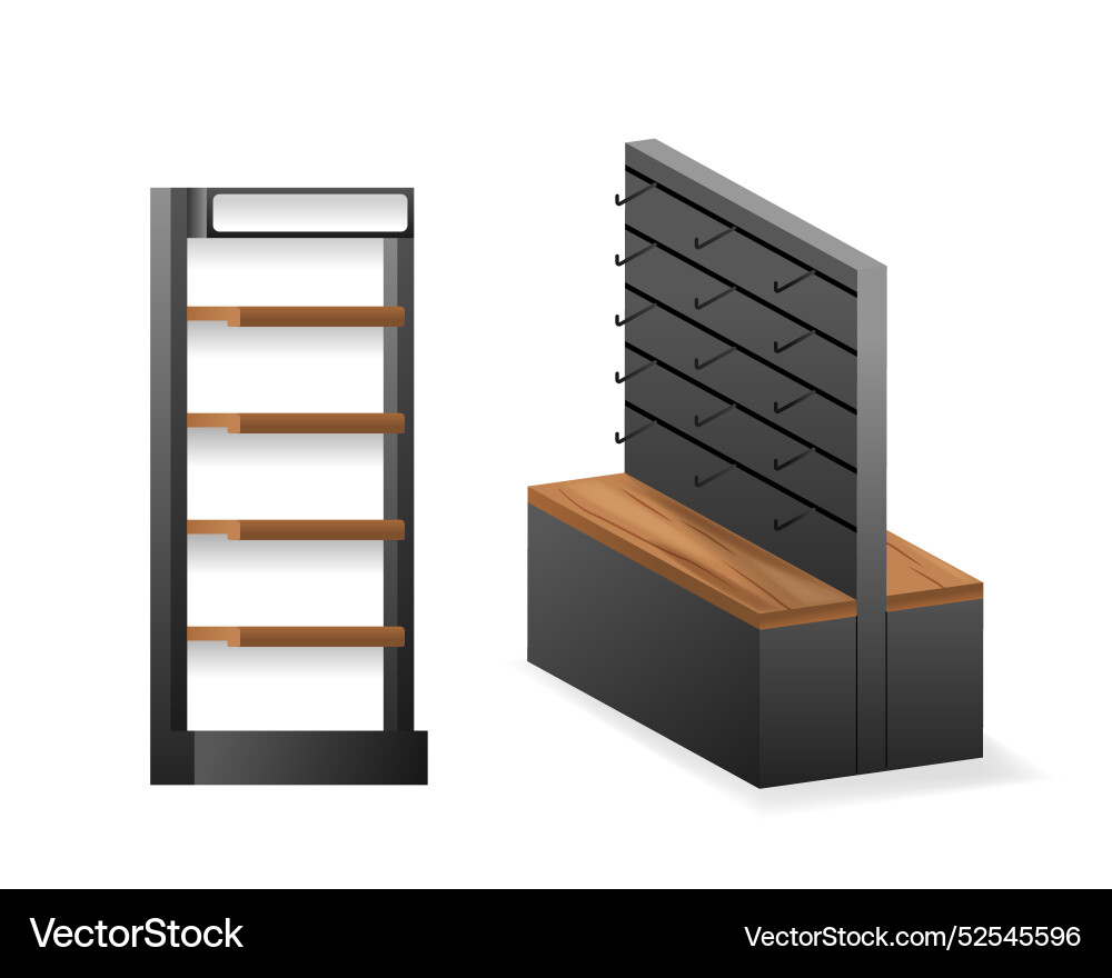 3d empty racks and shelves for storage Royalty Free Vector