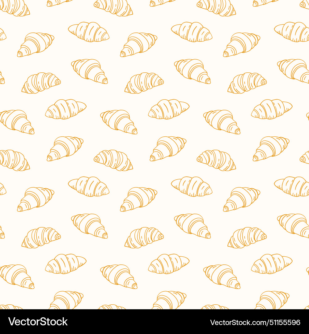 French croissant doodles bakery seamless pattern Vector Image