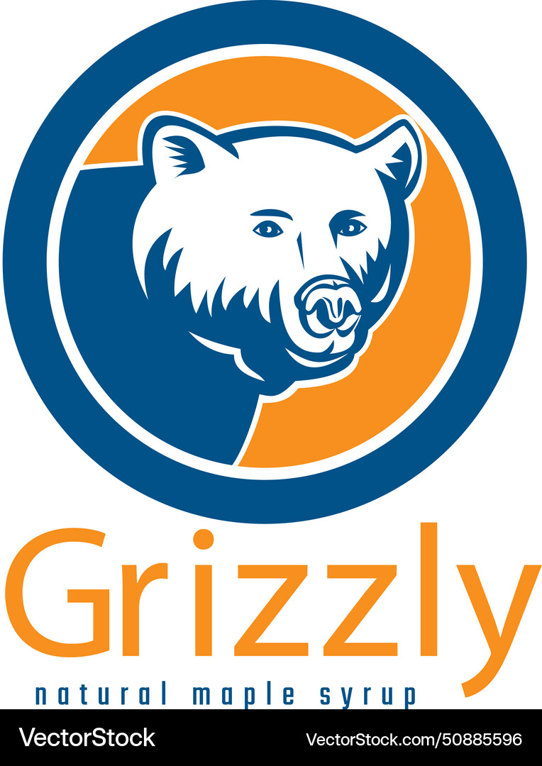 Grizzly natural maple syrup logo Royalty Free Vector Image
