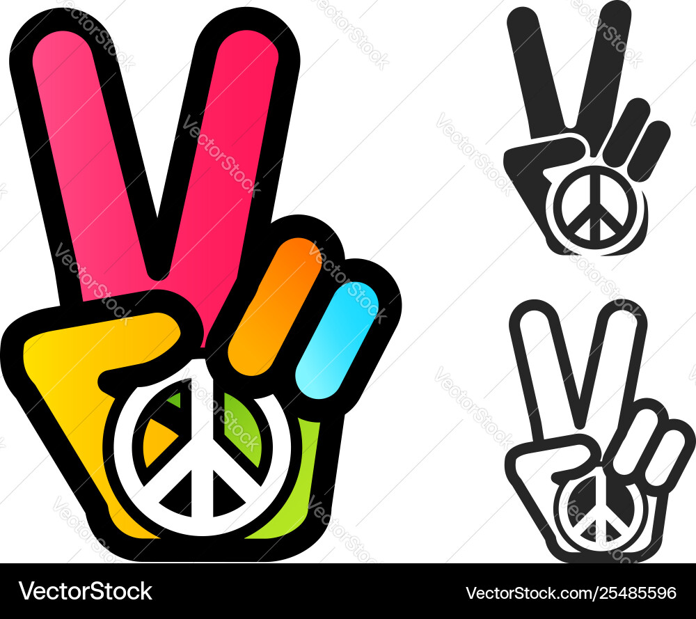 Hand and peace symbol Royalty Free Vector Image