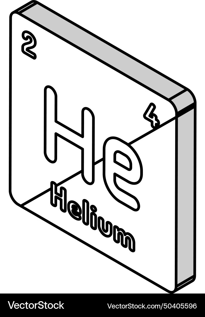 Helium chemical element isometric icon Royalty Free Vector