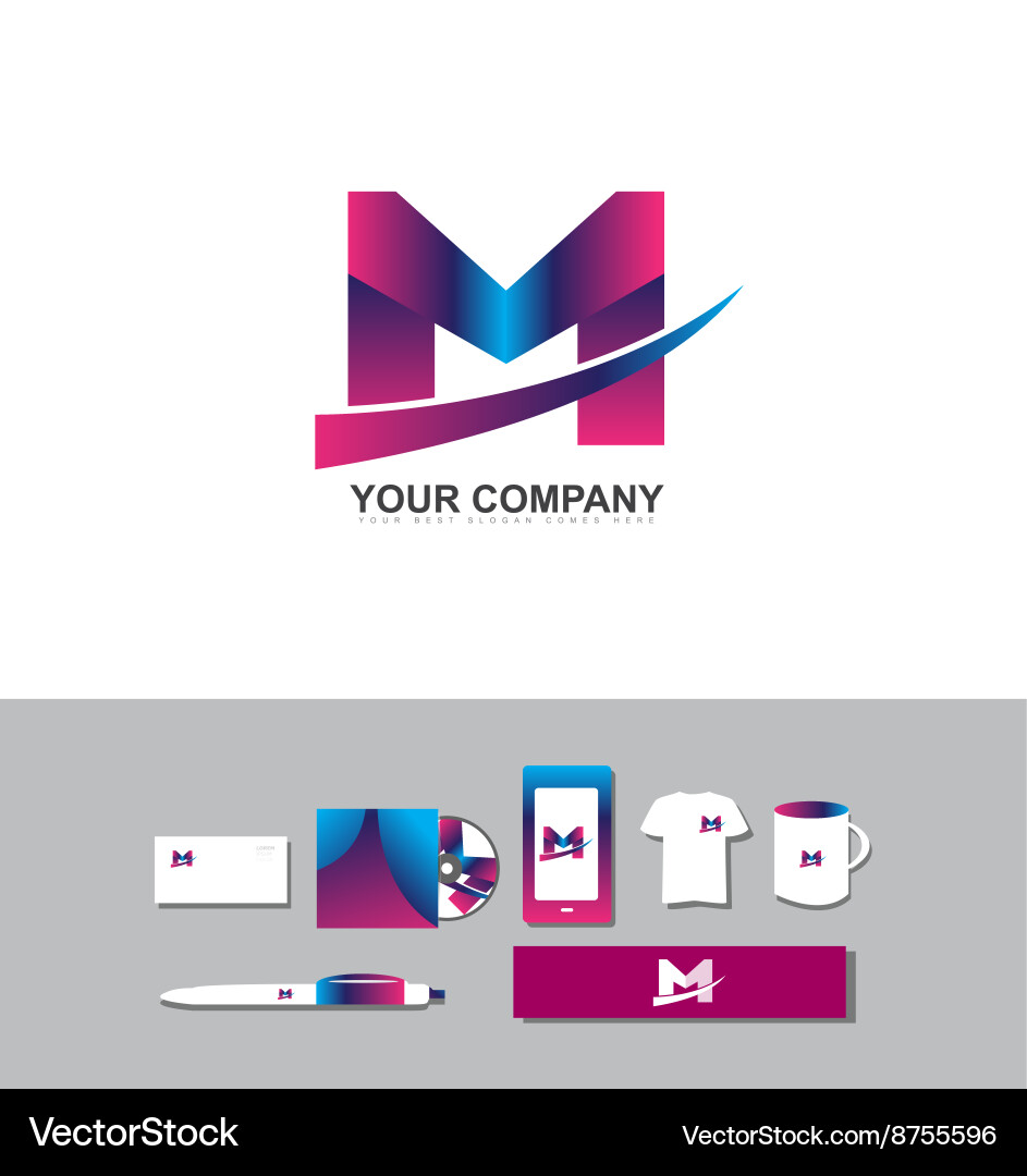 Letter m purple logo Royalty Free Vector Image