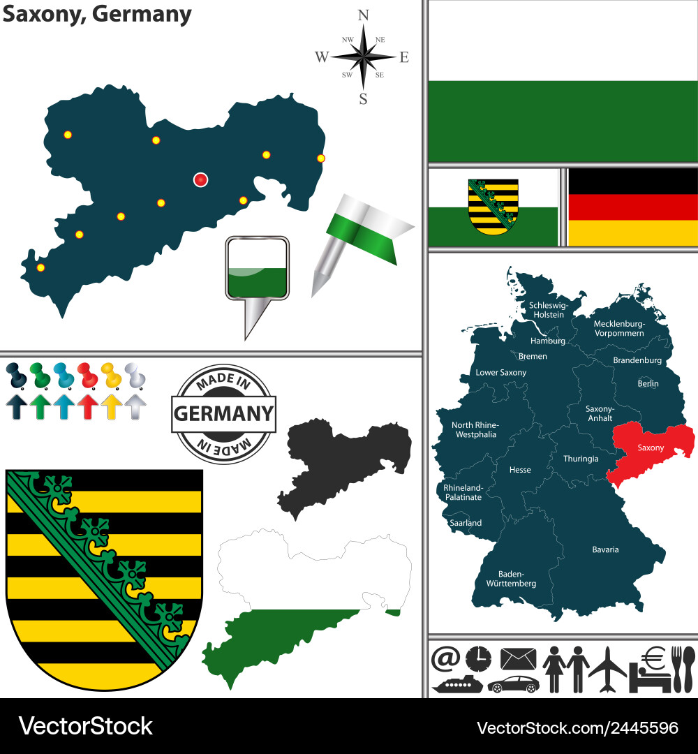 Map of saxony Royalty Free Vector Image - VectorStock
