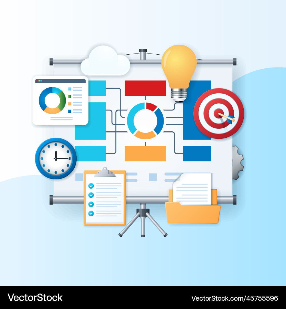 Project management in 3d style Royalty Free Vector Image