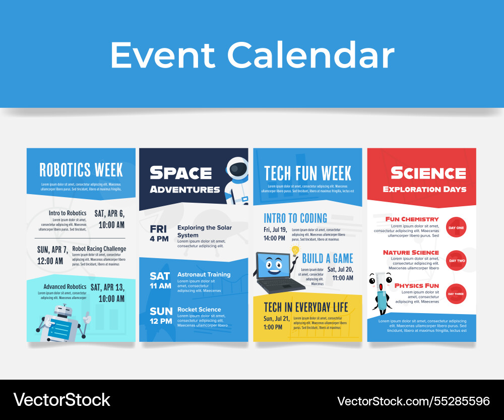 School days event calendar holiday date Royalty Free Vector