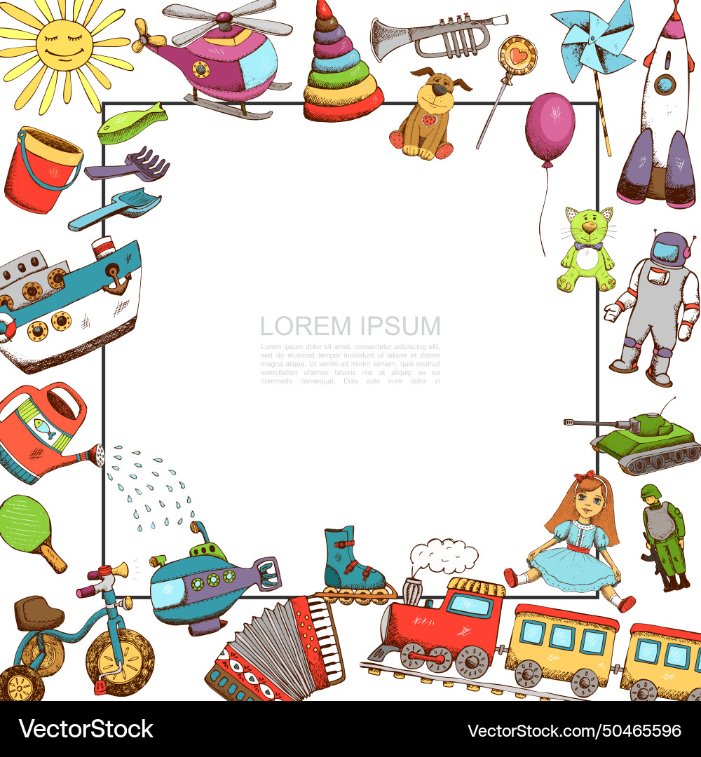 Sketch toys template Royalty Free Vector Image