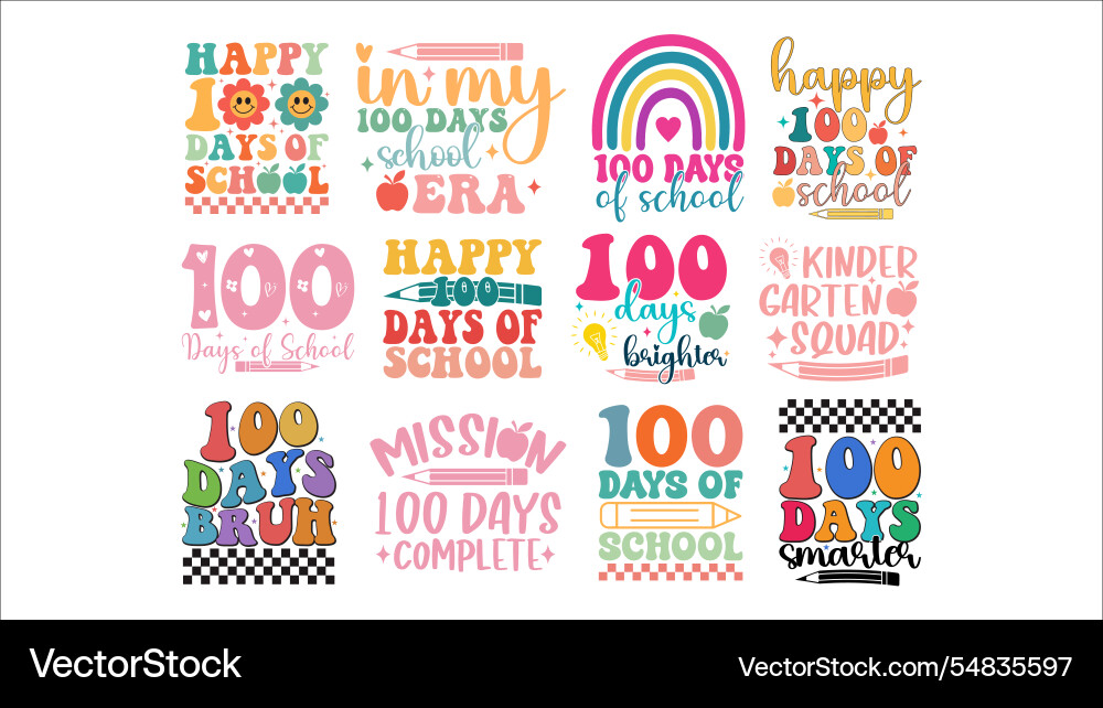 100 Days of School Celebration Royalty Free Vector Image