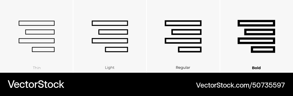Align right icon thin light regular and bold Vector Image