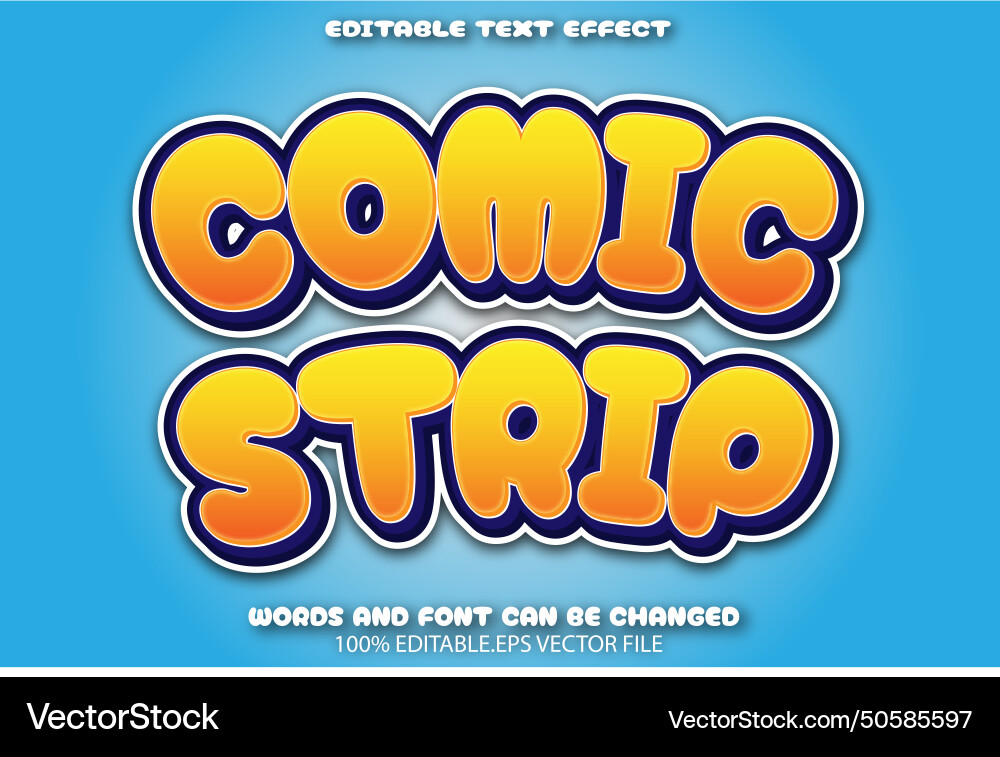 Comic strip editable text effect cartoon style Vector Image