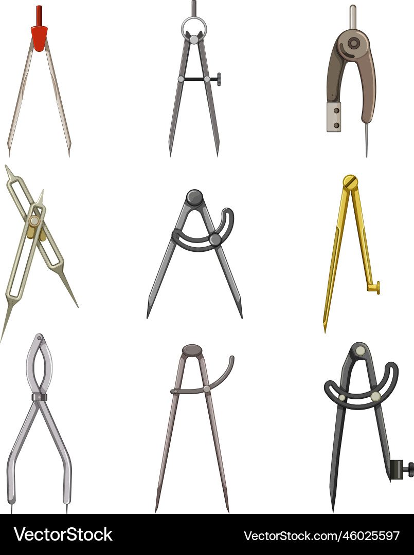 Compass divider set cartoon Royalty Free Vector Image