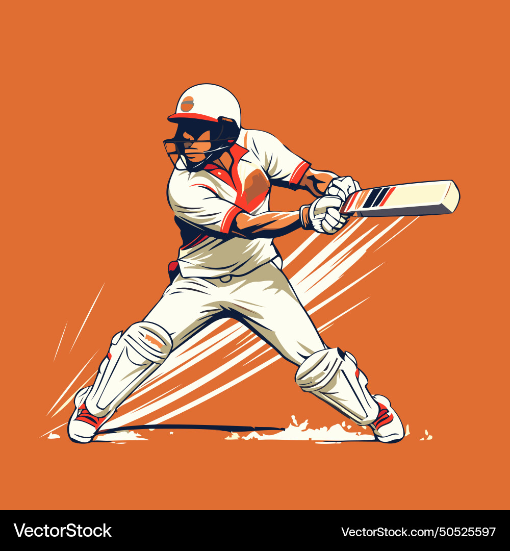 Cricket player hitting the ball with bat Vector Image