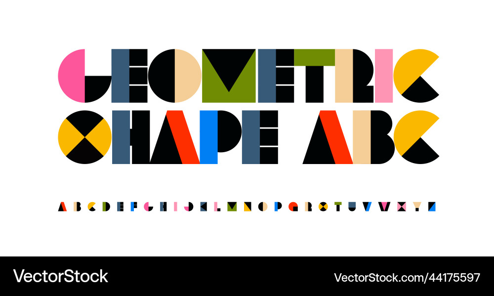 Geometric shape font color alphabet letters Vector Image