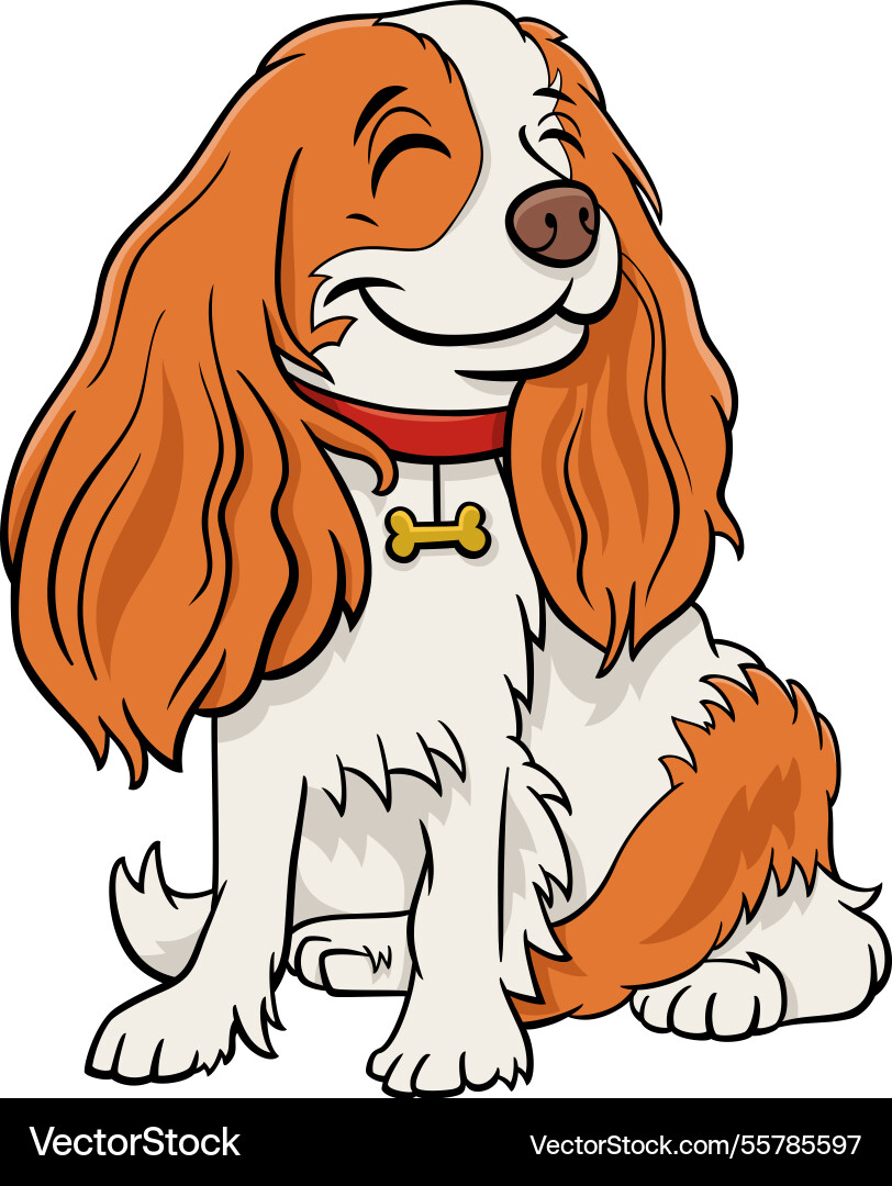 Happy cartoon cavalier king charles spaniel Vector Image