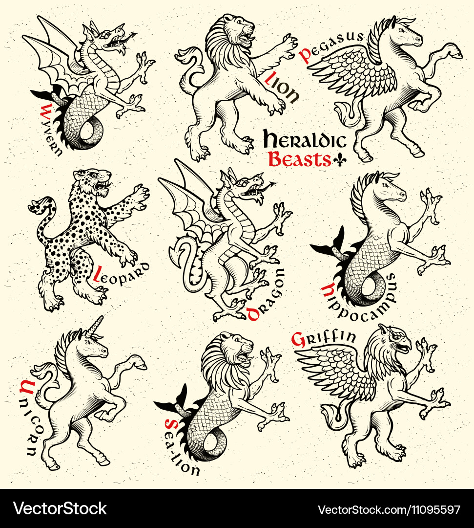 Heraldic beasts Royalty Free Vector Image - VectorStock