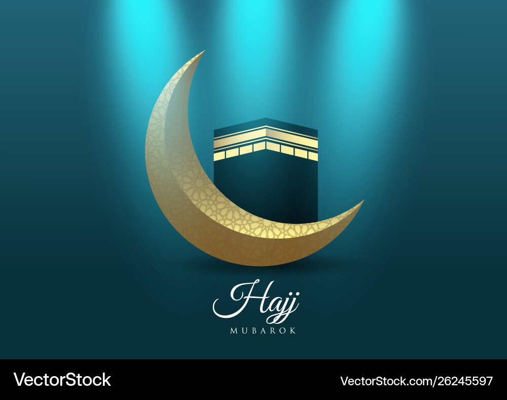 Islamic design hajj greeting card template Vector Image