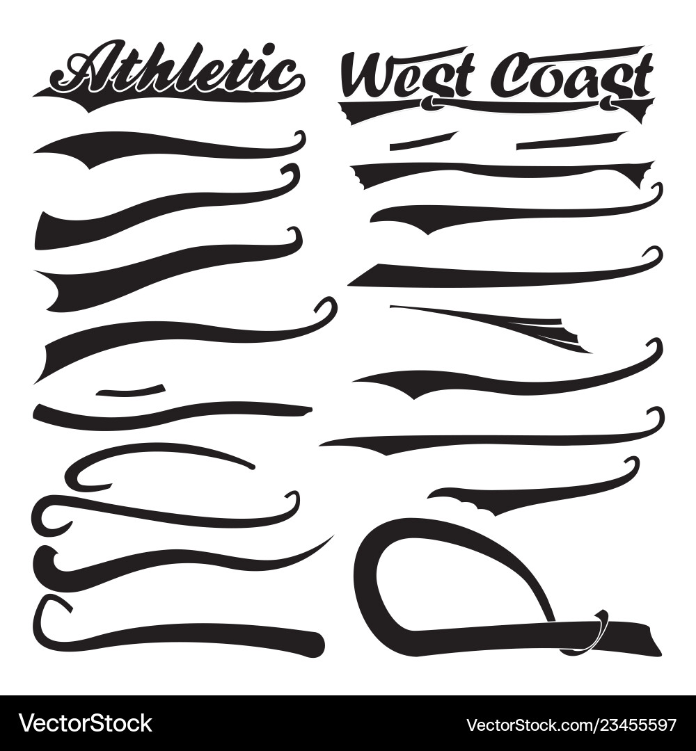 Monochrome swooshes set Royalty Free Vector Image