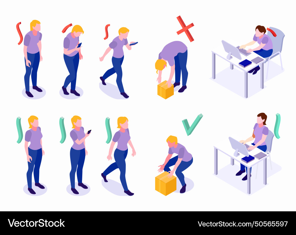 Postures woman set Royalty Free Vector Image - VectorStock