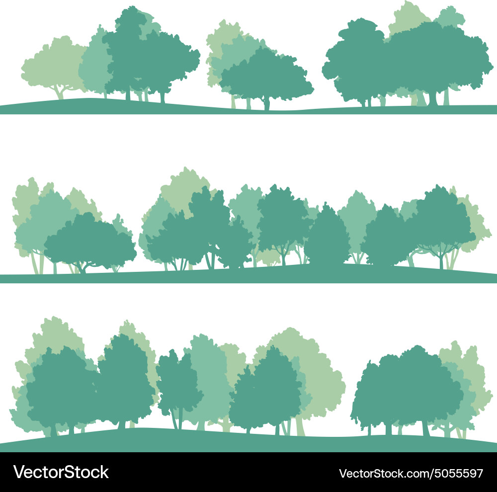 Set of different landscape with trees Royalty Free Vector