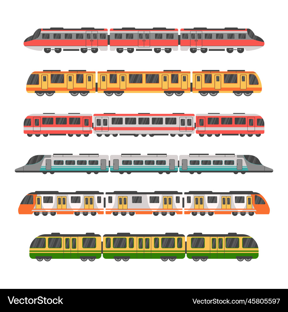 U-Bahn-Bahn-Seiten moderner Bahnhof schnelle Bahn Vektorbild