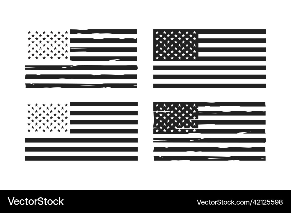 American Flag Silhouette - Monochrome Royalty Free Vector