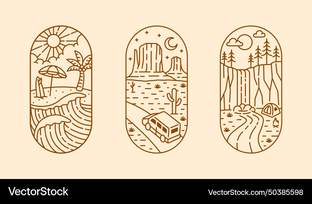 Beautiful nature line art Royalty Free Vector Image