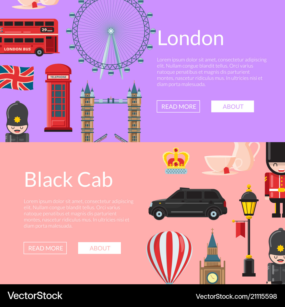 Cartoon london sights banners Royalty Free Vector Image