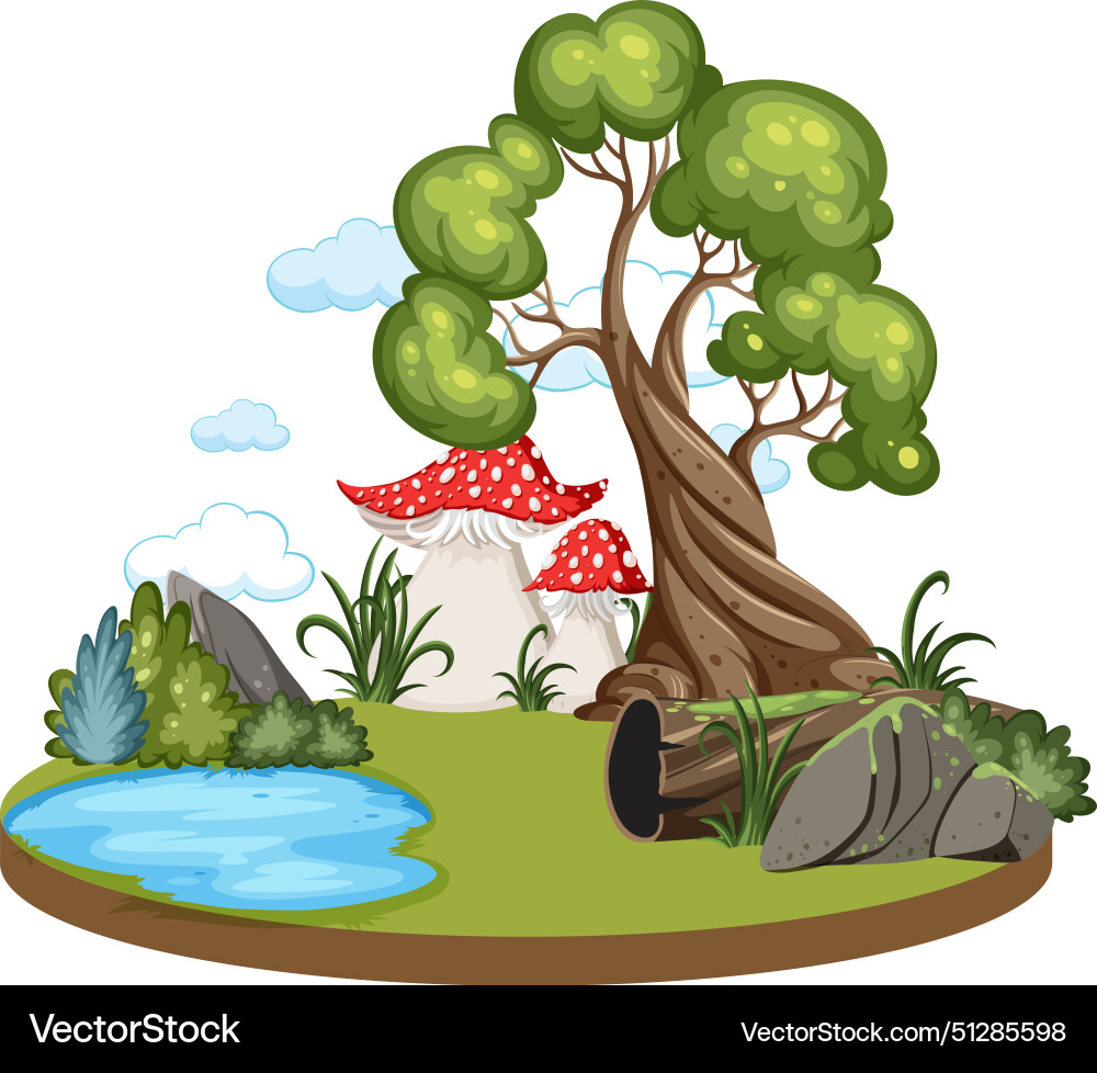 Colorful of a whimsical forest Royalty Free Vector Image