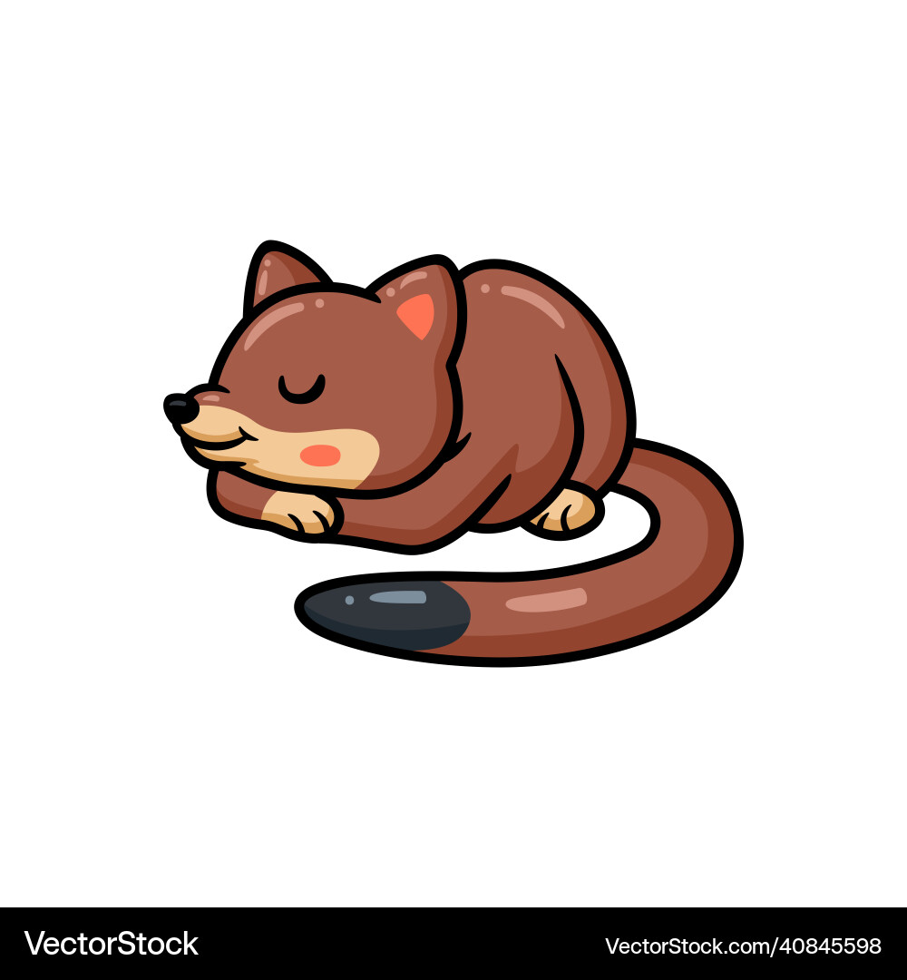 Cute little weasel cartoon sleeping Royalty Free Vector