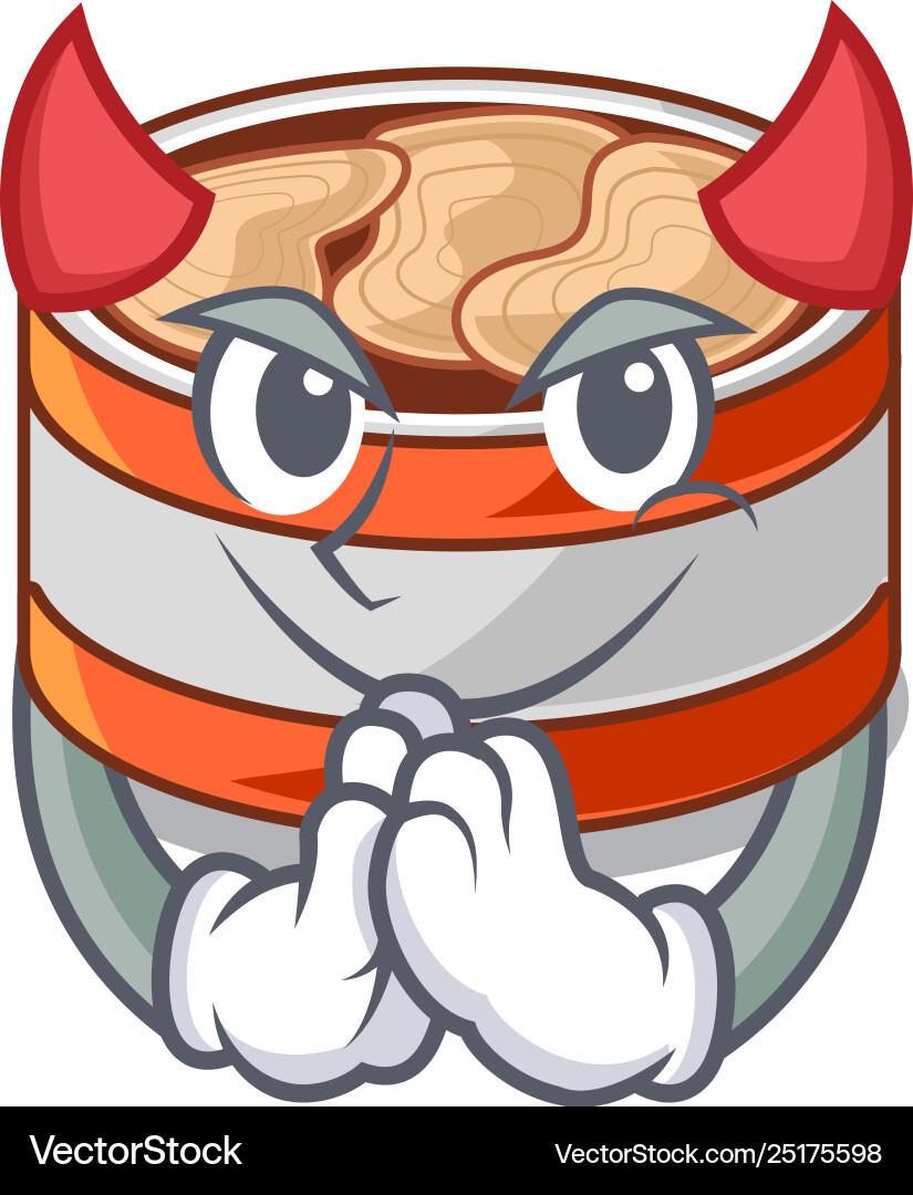 Devil canned tuna in cartoon shape Royalty Free Vector Image