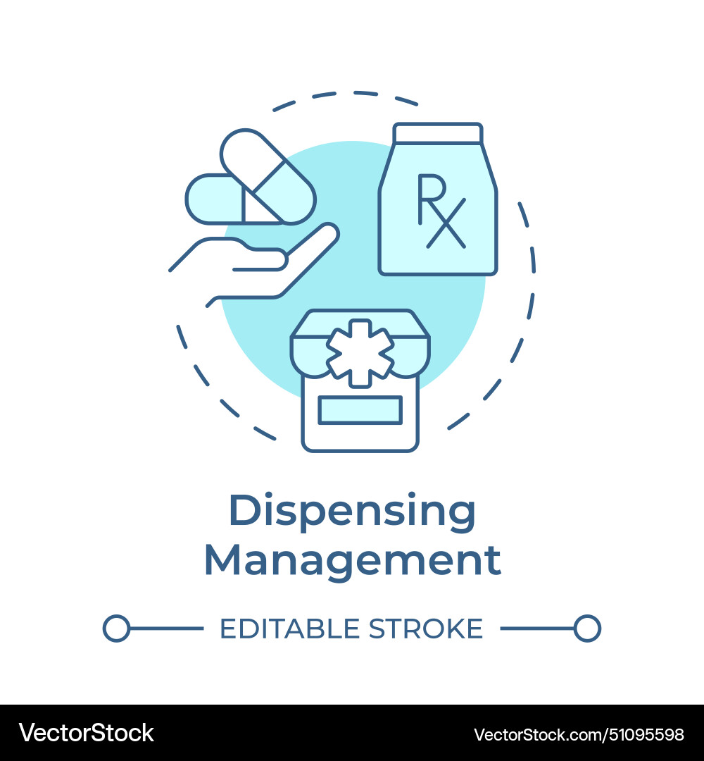 Dispensing management soft blue concept icon Vector Image