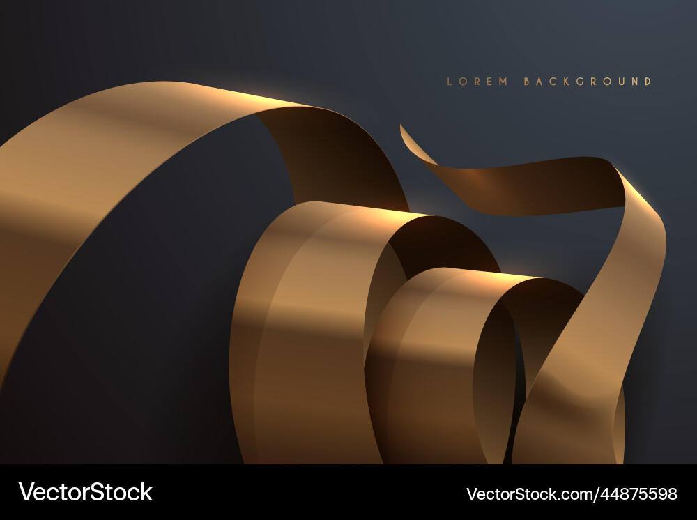 Golden twisted ribbon on dark background Vector Image