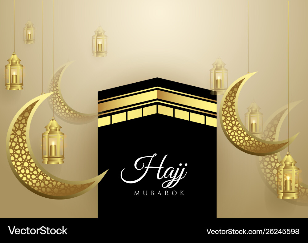 Islamic design hajj greeting card template Vector Image