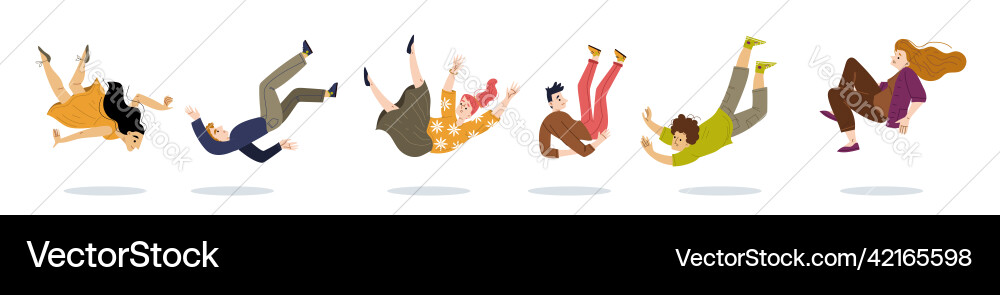 People fall from high fly down Royalty Free Vector Image