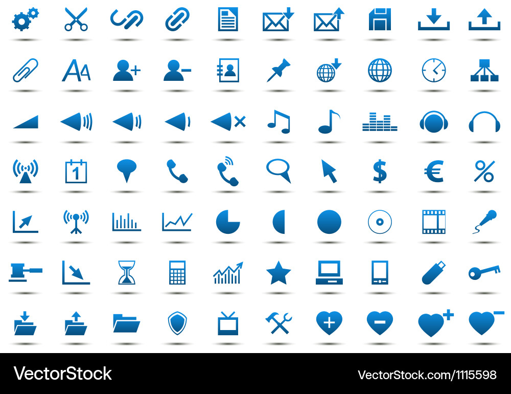Set of blue icons Royalty Free Vector Image - VectorStock