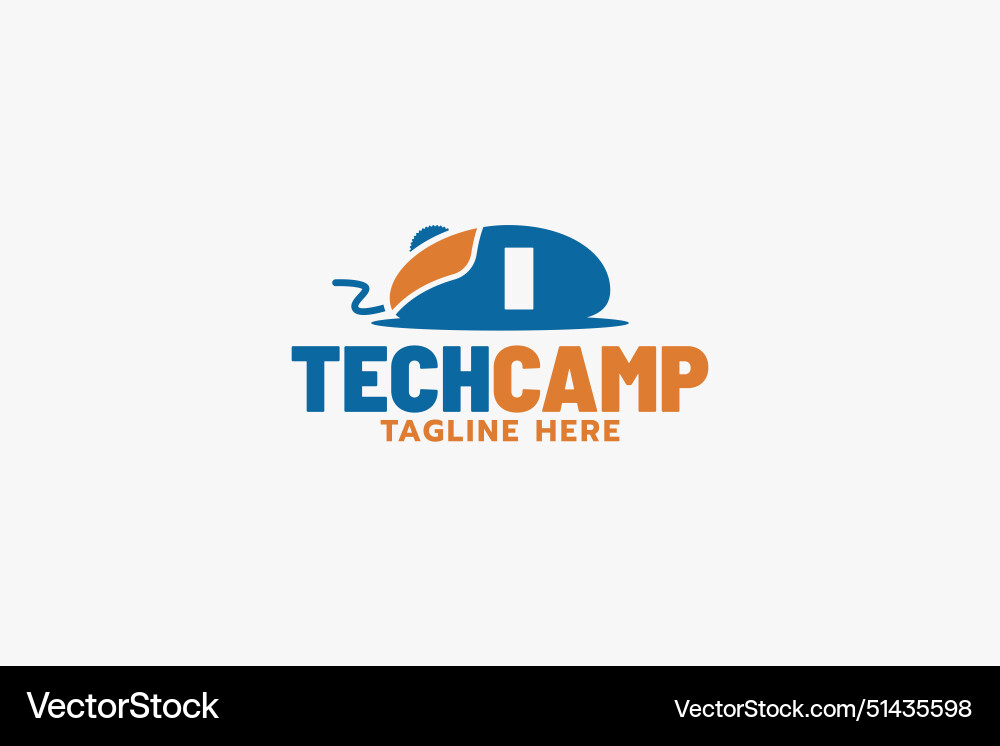 Tech camp logo with a combination of a computer Vector Image